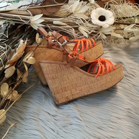 Coach | Shoes | Coach Orange Wedge Sandals | Poshmark